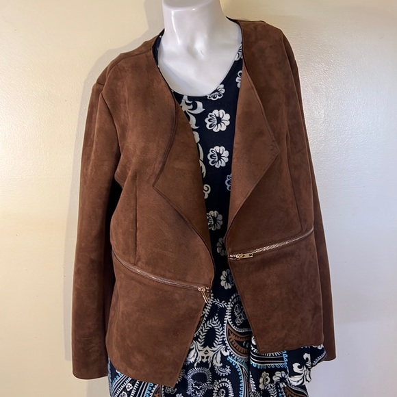 JustFab | Jackets & Coats | Justfab Faux Suede Front Draped Jacket With ...